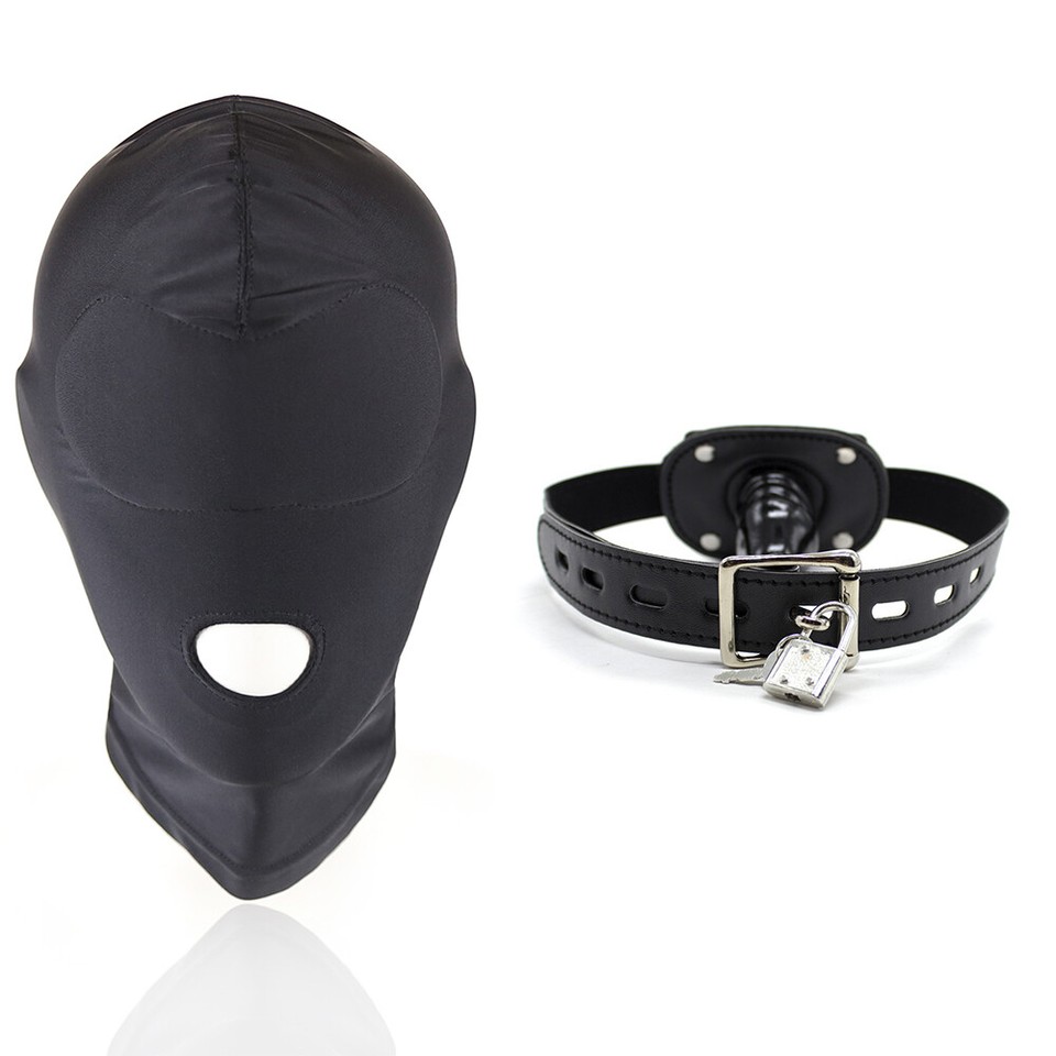 Open Mouth Hood Gimp Face Mask Head Cosplay Gimp Harness Open Mouth Gag ...