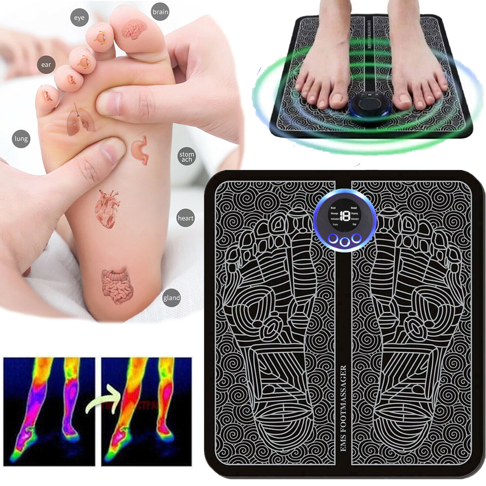 Foot Massager Leg Reshaping Electric Deep Kneading Muscle Pain Relax ...