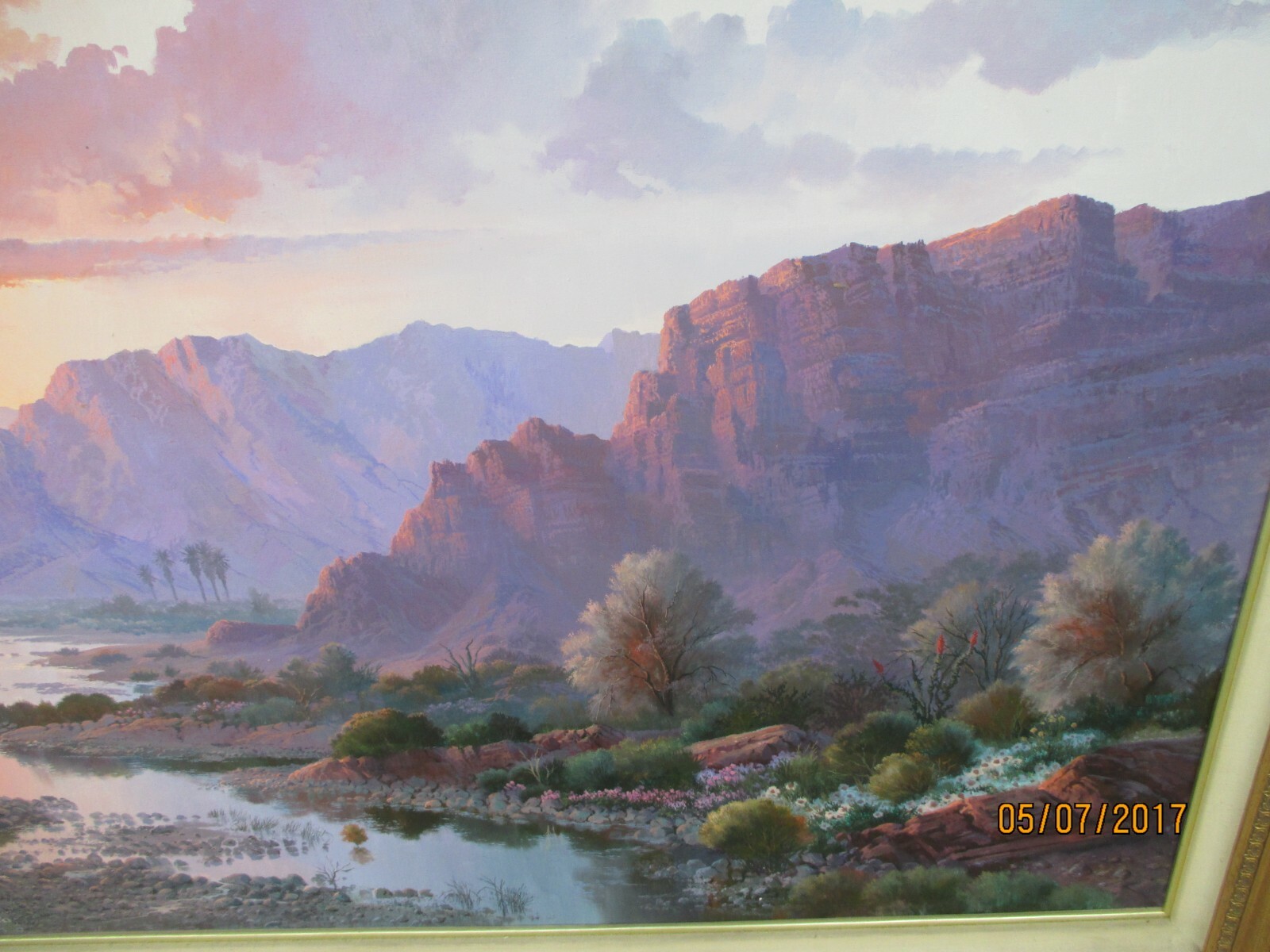 Vintage Oil on Canvas Painting Purple desert landscape Beverly Carrick ...