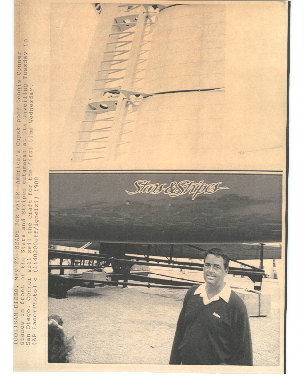 Stars & Stripes RACING SAIL YACHT Dennis Conner Vintage 1988 Press ...