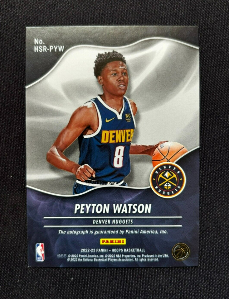 2022-23 Panini NBA HOOPS Peyton Watson Hot Signatures #HSR-PYW Rookie ...