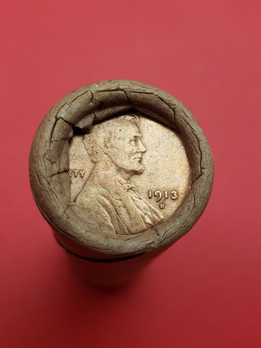 1913-D LINCOLN WHEAT CENT INDIAN HEAD TAILS COIN ROLL ENDERS RARE OLD ...