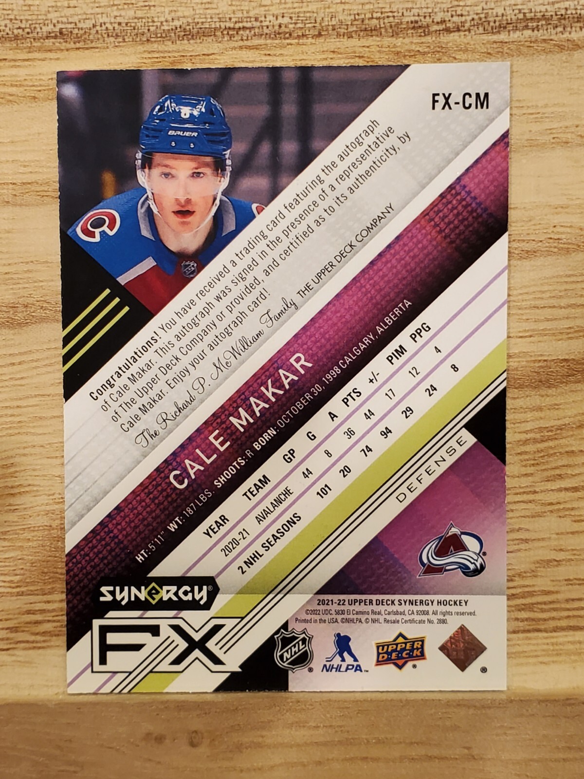 2021-22 Upper Deck Synergy - Synergy FX Auto Green #FX-CM Cale Makar ...