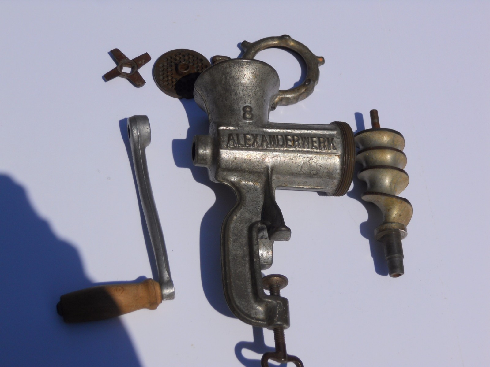 Antique German kitchen meat grinder iron cast Alexanderwerk # 8 marked ...