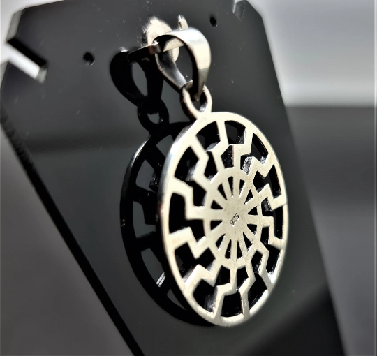 Sun Wheel Pendant 925 Sterling Silver Black Sun Occult Esoteric ...