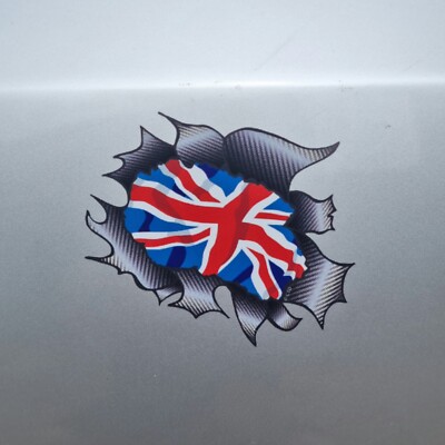 UK British UJ Flag Ripped Carbon Fibre Vinyl Sticker Decal For Car Van ...