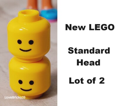 New LEGO Standard Head Lot of 2 Yellow Flesh Skin No Eyebrows Pupils ...