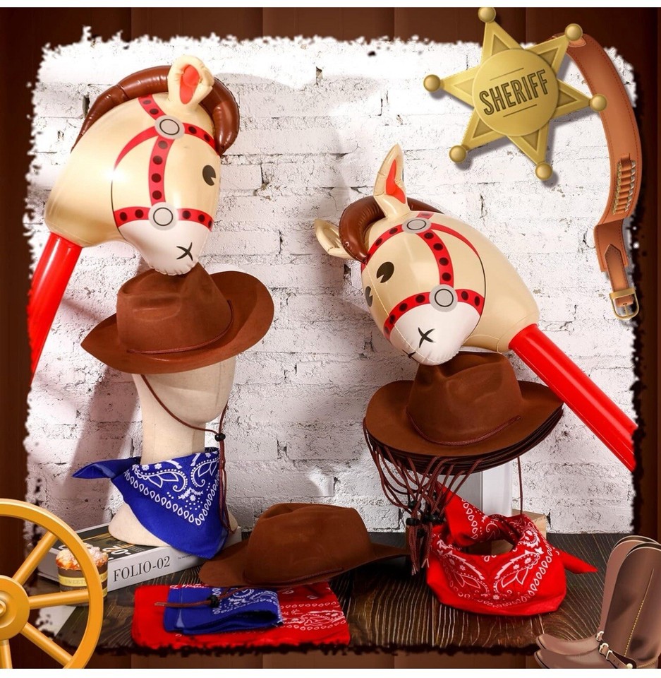 36 Pcs Cowboy Party Costume Set, Farm Cowboy Party Hats Paisley ...
