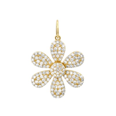 Designer Diamond Flower pendant, Beautiful 925 Silver Diamond Flower ...