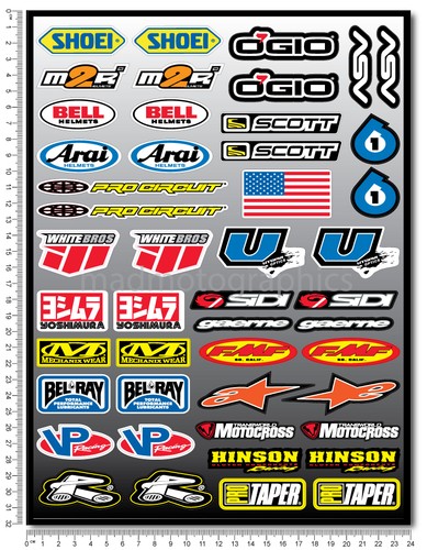 Motocross sponsor decal set 47 stickers graphics Honda CR 80 125 250 ...