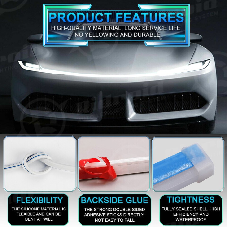 Car Engine Hood Light DRL LED Daytime Running Light Strip Flexible ...