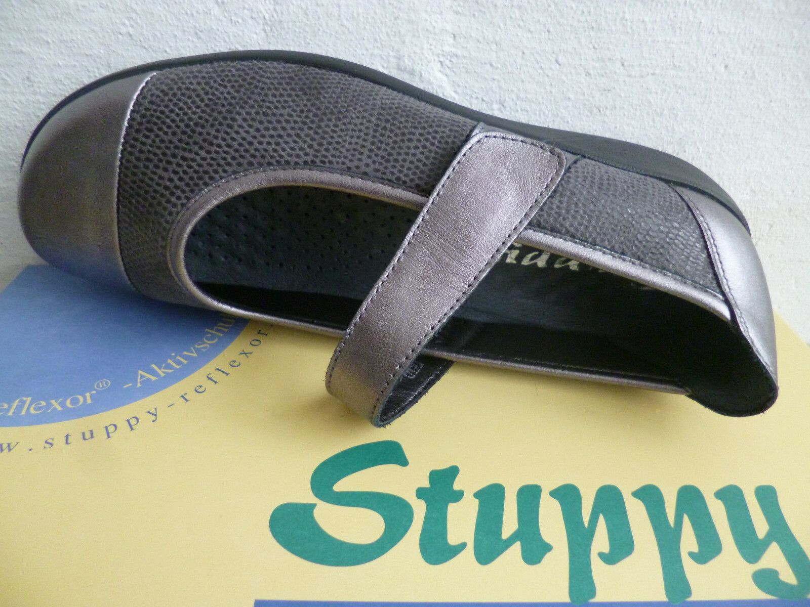 Stuppy Damen Slipper Ballerinas Sportschuhe Sneakers Schuhe grau Leder ...