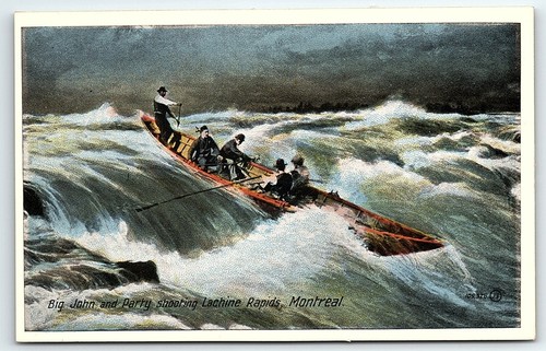 c1910 MONTREAL BIG JOHN AND PARTY SHOOTING LACHINE RAPIDS VALENTINE ...