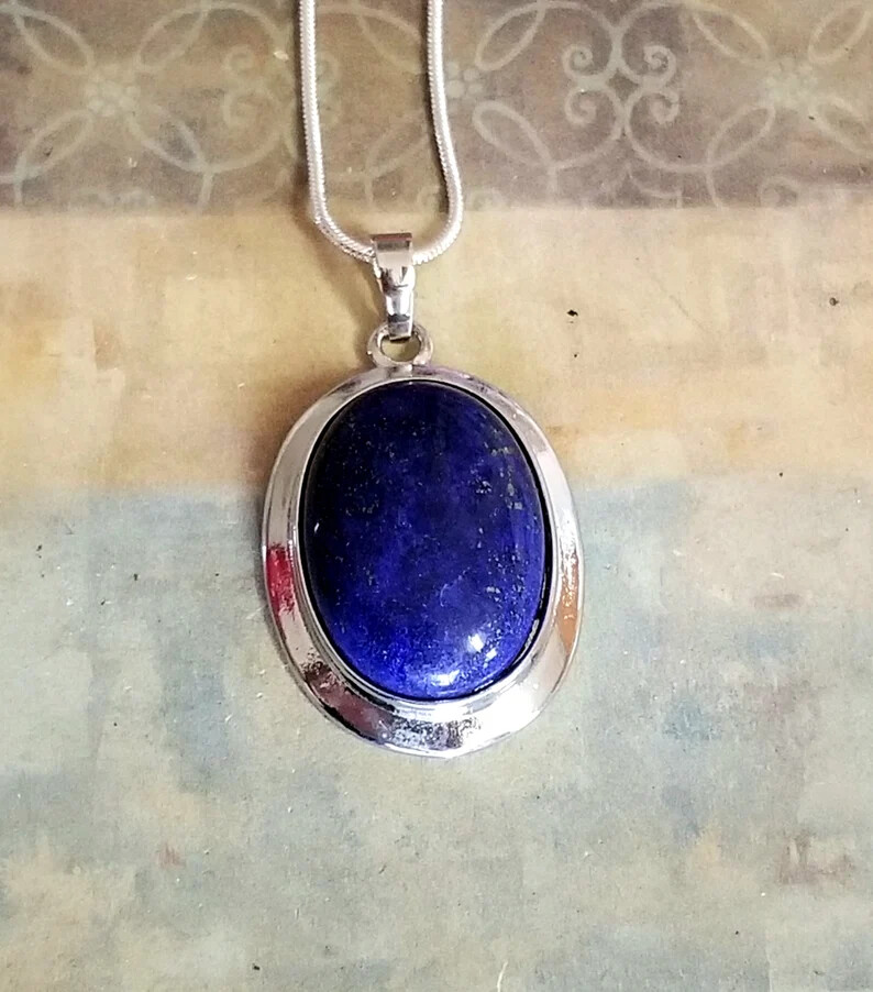 Lapis Necklace Sterling Silver Lapis Lazuli Pendant Necklace Lapis ...