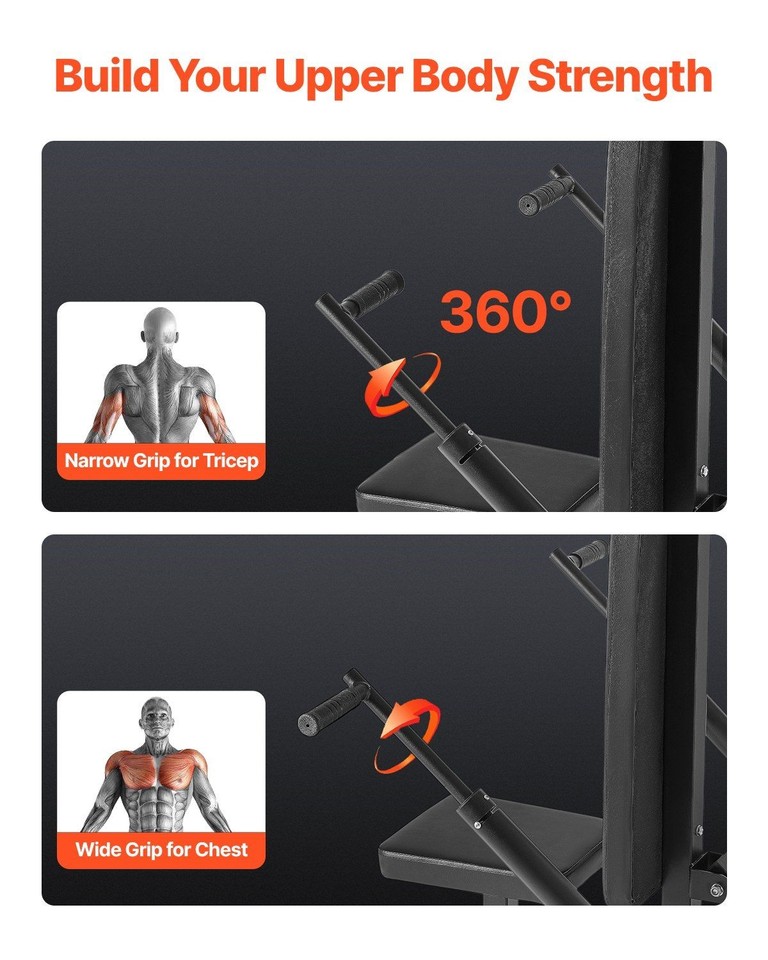 450lb Upper Body Push Machine: Dip, Tricep Press, Cable Bar Included | eBay