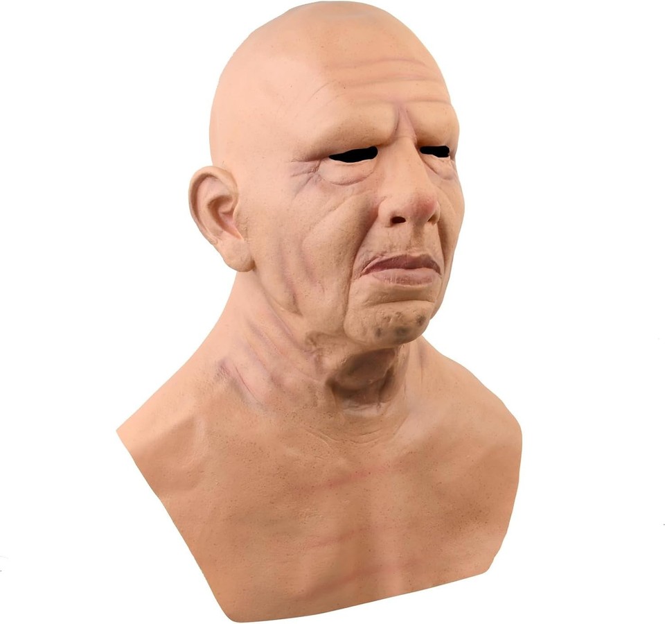 Realistic Old Man Mask Bald Man Humen Face Masks Wrinkle Full Head Mask ...