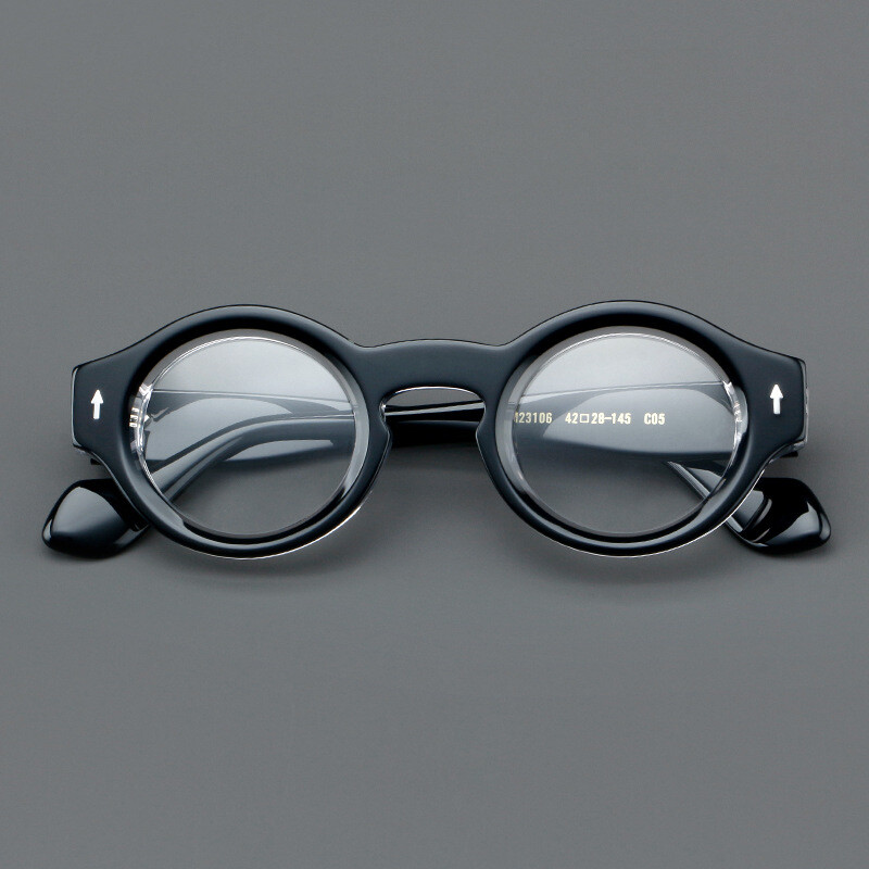 Acetate Round Retro Eyeglasses For Men Women Classic Glasses Thick ...