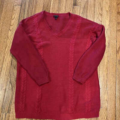 Torrid size 2 red Sweater two tone knit V neck | eBay
