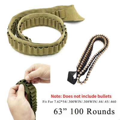 100 Rounds 63" Ammo Belt For 7.62x54 .44 .45-70 Rifle Bullet Cartridge ...