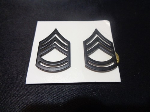 US ARMY SERGENT FIRST CLASS (E-7) SUBDUDED ARMY MILITARY RANK PINS SET ...