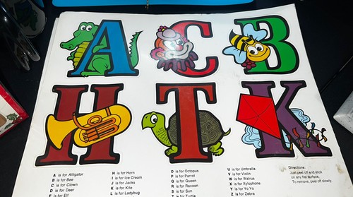 Vintage 1975 Child Art Studios Large Animal Alphabet Stickers Decor 70s ...