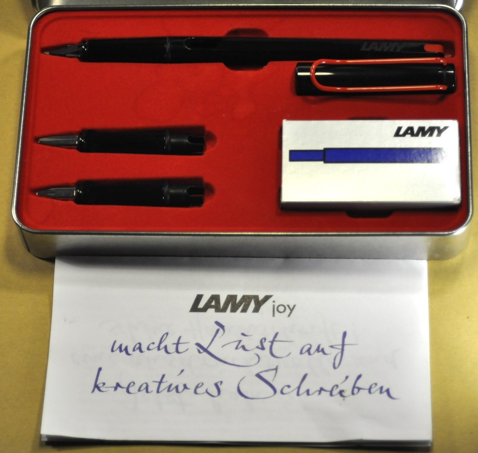 "Lamy" JOY L11 German c.2002's Black&Red Calligraphy Fountain Pen SET w ...