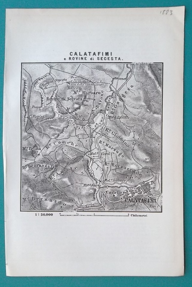 SICILY Selinunte Calatafimi & Environs Italy - 1883 MAP 4 x 6" (10 x 15 ...