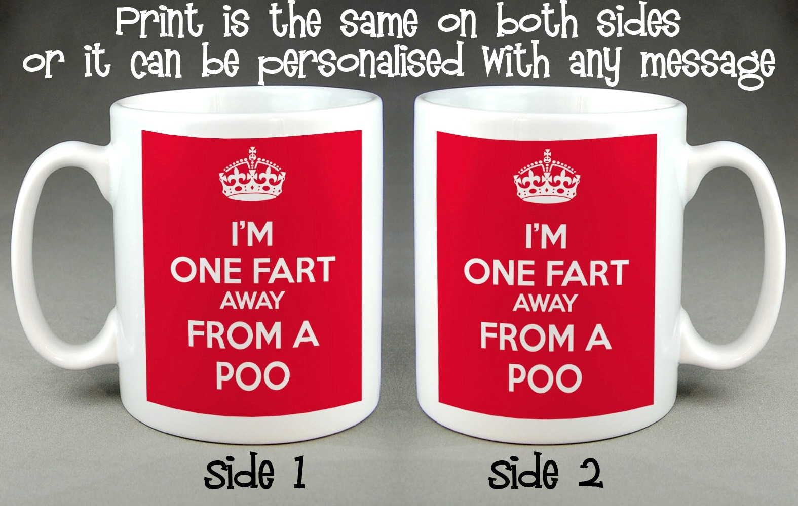 I'M ONE FART AWAY FROM A POO CERAMIC MUG - KEEP CALM FUNNY RUDE 10oz ...