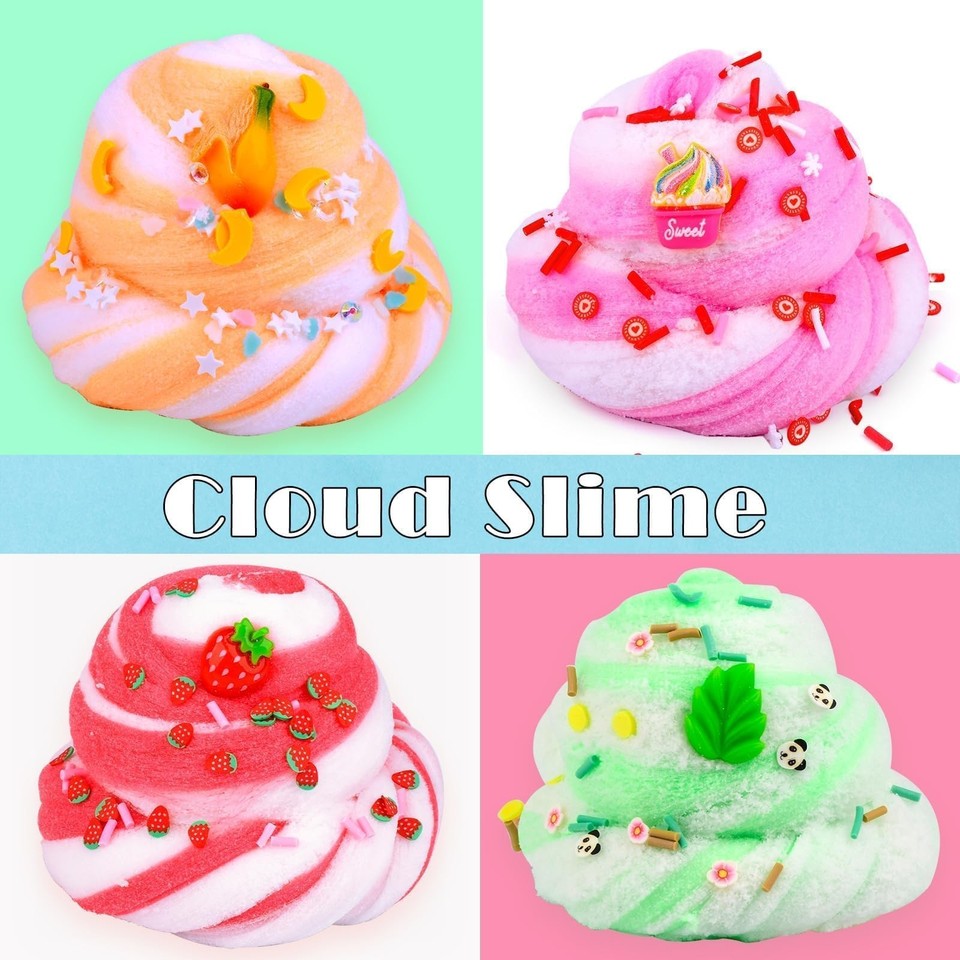 12Pack Cloud Slime Kit with Cute Slime Charms Two Toned Colorful Slime ...