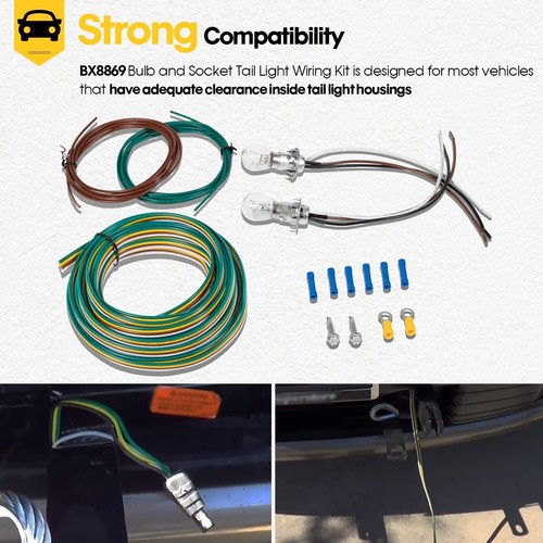 BX8869 Bulb & Socket Tail Light Wiring Kit for Most Vehicles Trailer RV ...