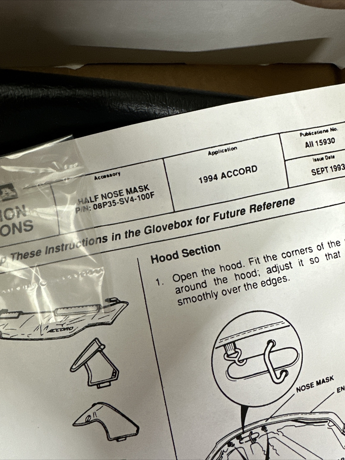 Honda Nose Mask (Half) 1994-1997 Honda Accord 08P35-SV4-100F | eBay