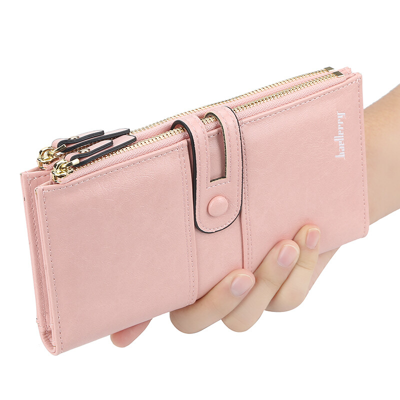 Women's W3 Large Capacity Leather Double Zipper Long Purse Wallet Phone ...