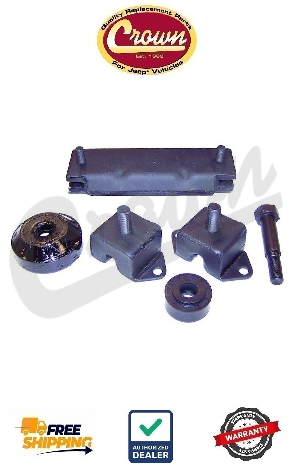 Crown Automotive 638629K Engine Mount Kit Fits CJ3 CJ5 CJ5A CJ6 CJ6A ...