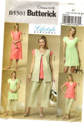 Butterick Sewing Pattern Women's VEST TOP DRESS PANTS B5501 Sz 16-18-20 ...
