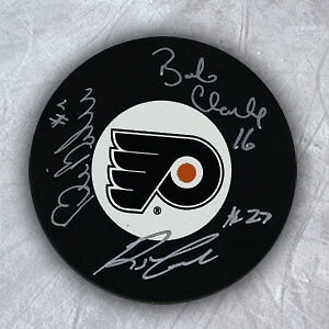 Philadelphia Flyers Triple Signed Clarke Barber & Leach Signed Line ...