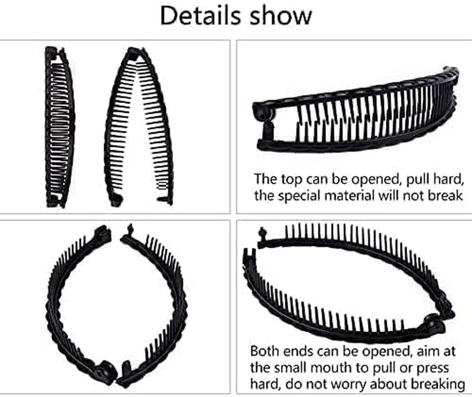 2Pcs Black and Brown Large Banana Clips Fish Clips Long Hair Clips Comb ...