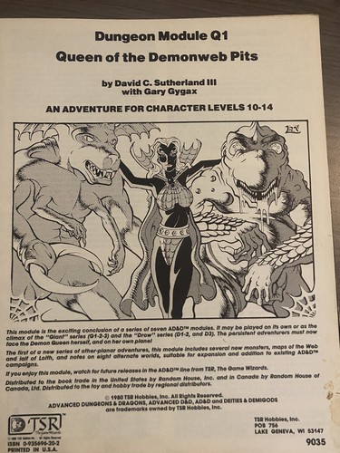 AD&D Queen of the Demonweb Pits Q1 #9035 Module Dungeons & Dragons TSR ...