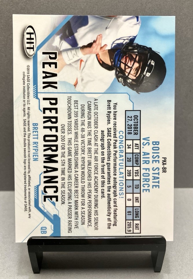 2019 BRETT RYPIEN Sage Hit Peak Performance 2/25 Auto Card# PKA-BR | eBay