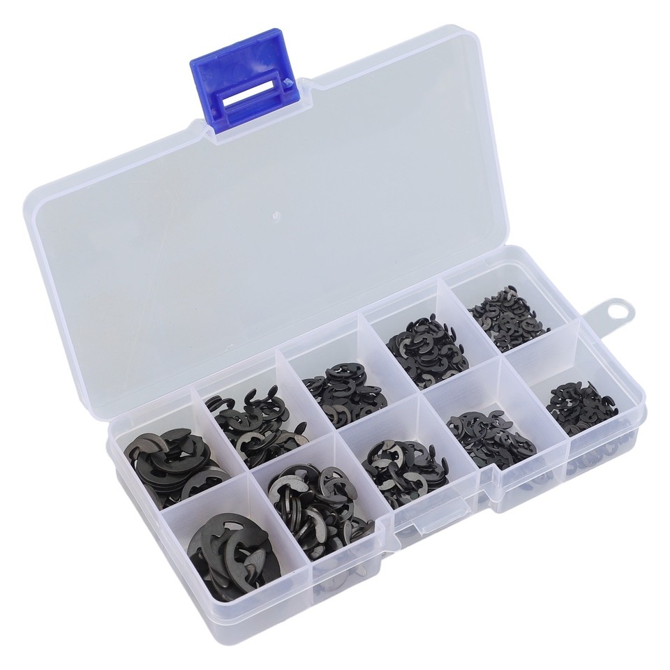 E Clip Snap Industrial 580 Pcs / Set Black Carbon Steel Circlip Silver ...