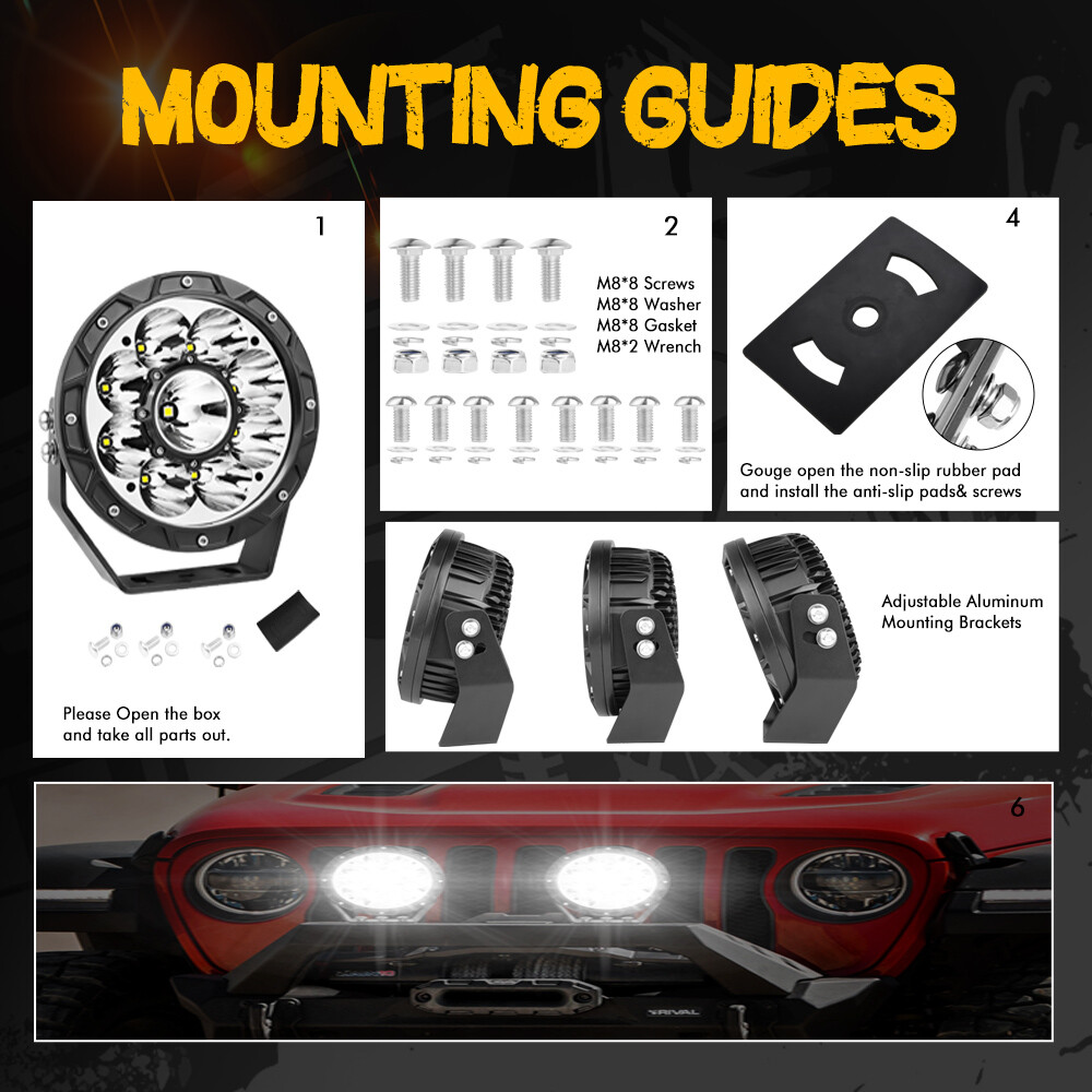 2x 7inch Round 360-PRO LED Work Headlights Spot Driving Lamp Offroad ...