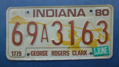 INDIANA 1980 Vehicle License Plate 69A3163 Garage Old Car Auto | eBay