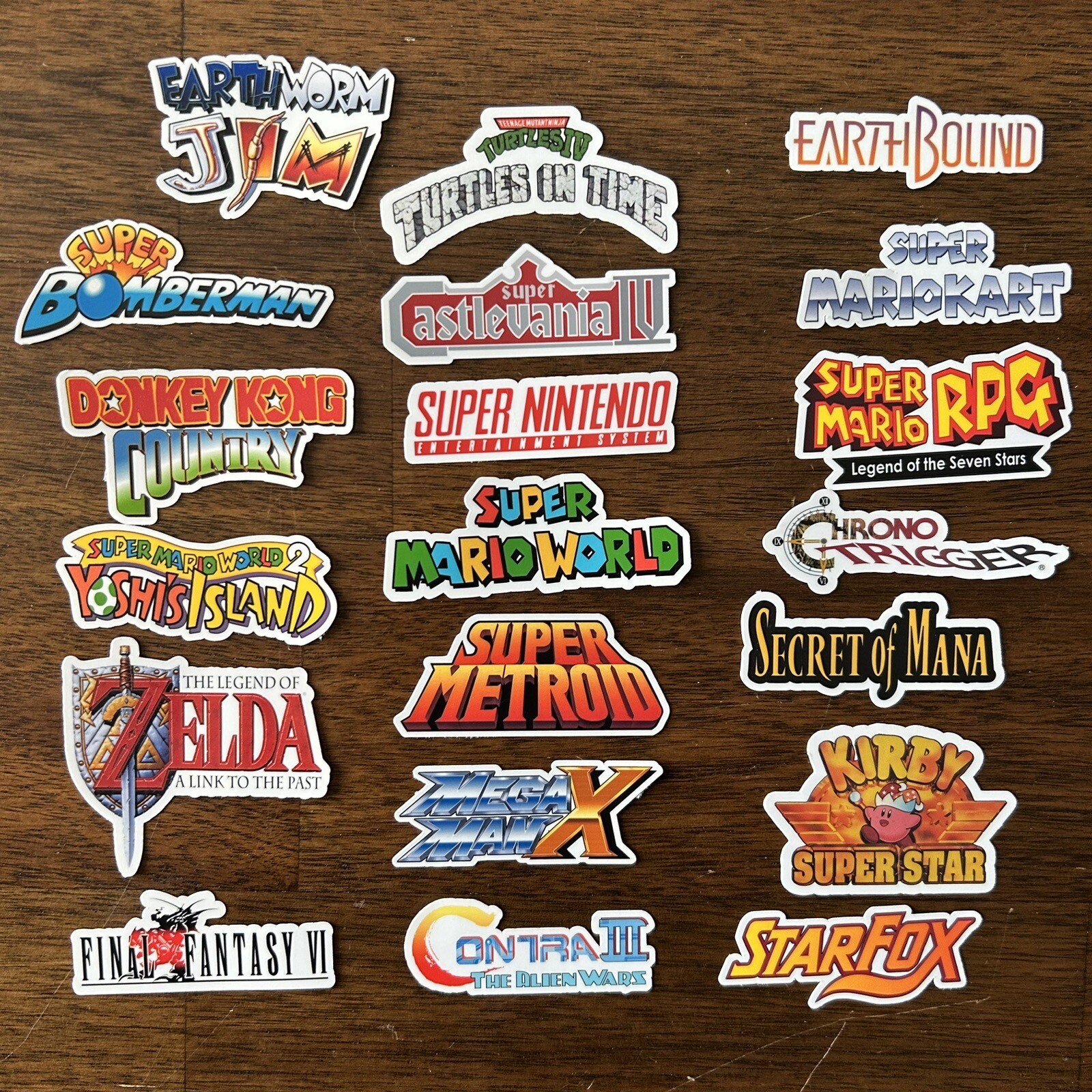 20 Super Nintendo SNES Logo Sticker Pack - White, Clear or Holographic ...