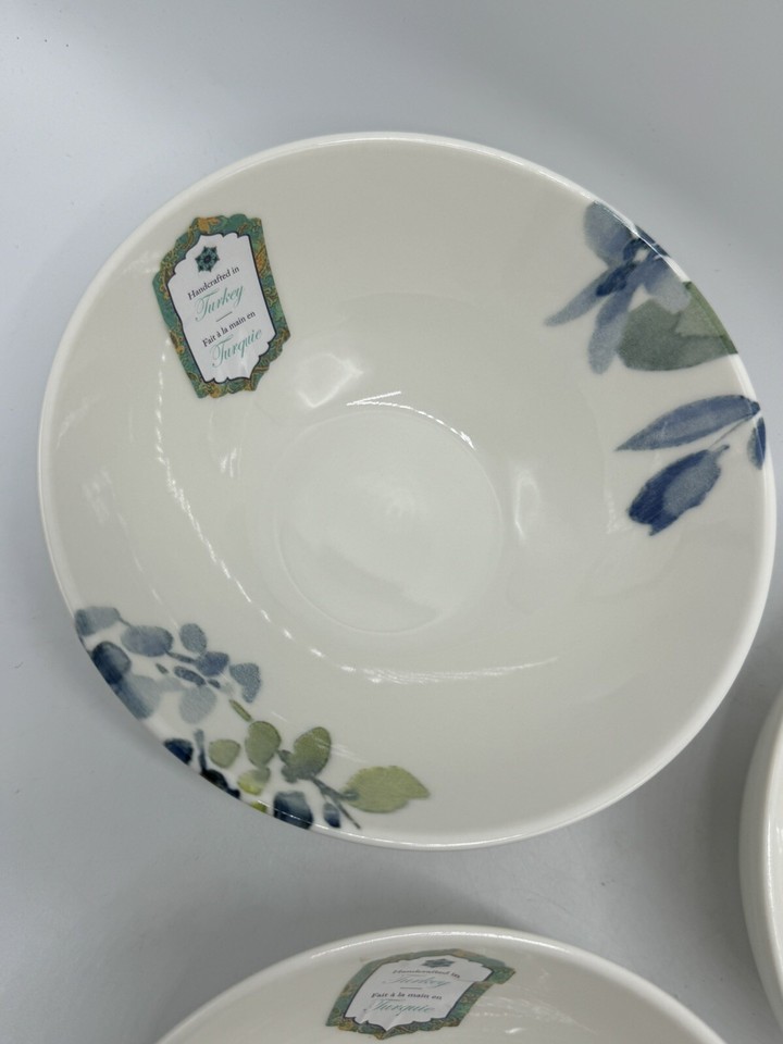 Intesa Home ~Blue & Green Wildflowers ~Coupe Cereal Bowls •Lot Of 3 ...