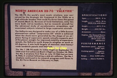 XB-70 Valkyrie Aircraft Sign at USAF Air Museum in 70's, Original Slide ...