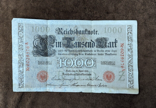 1910 German 1000 Mark bank Note - Red Seal | eBay