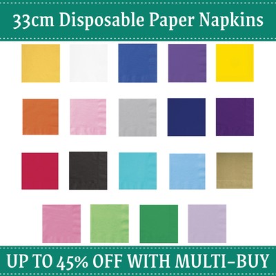 Paper Napkins Disposable Serviettes Tissue For Birthday Dinner - 33cm ...