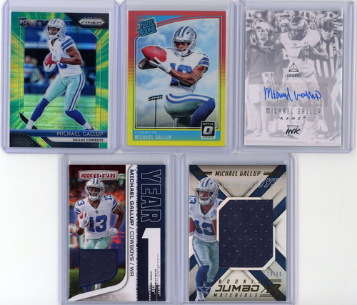 2018 Panini MICHAEL GALLUP (5) Card Rookie Lot - Prizm,Patch,Numbered ...