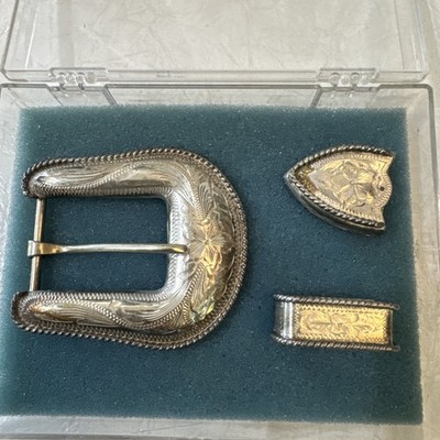 Vintage VOGT Sterling Silver 3 Piece Buckle Set Marked Sterling | eBay