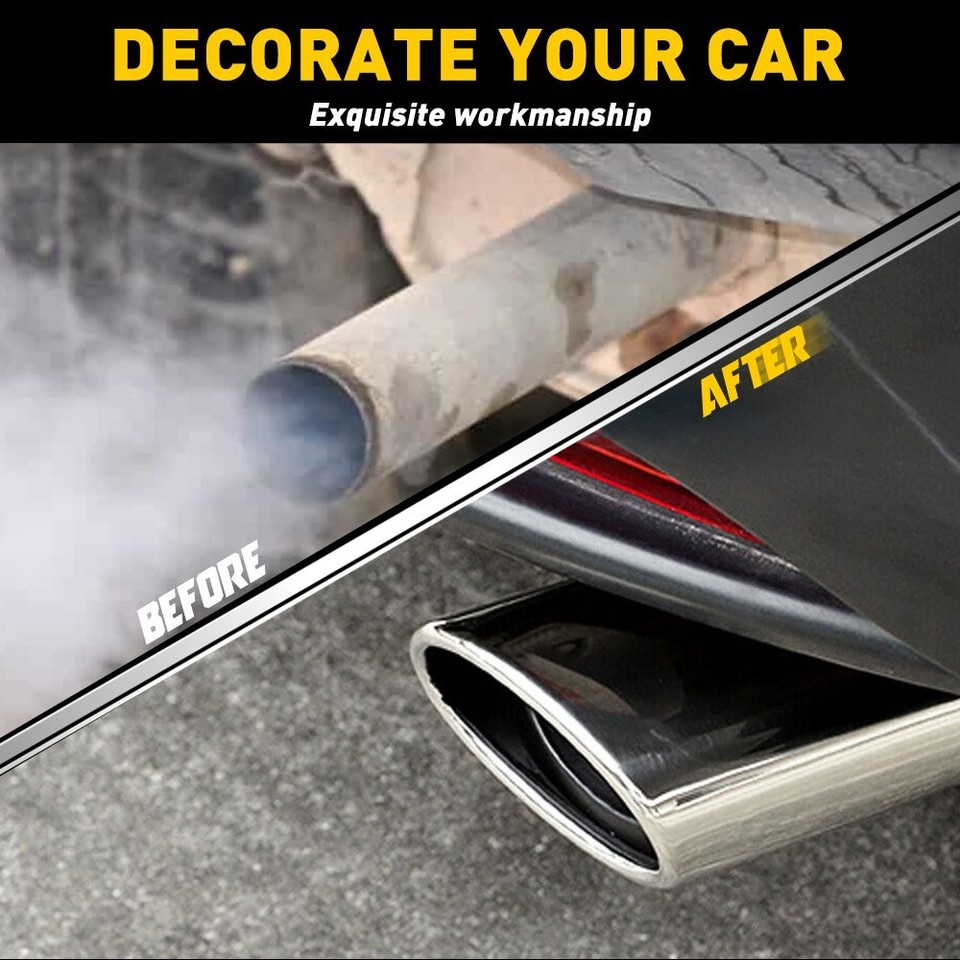 1.5"-2.4" Inch Exhaust Tip 3" Outlet 3" Long Black Powder Coat w/Clamps ...