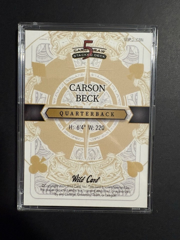 2024 Wild Card 5 Card Draw Carson Beck Joker 1/1 Georgia Bulldogs QB ...